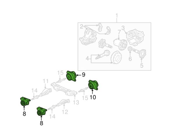 Honda rear left differential mount - S2000, 2000-09